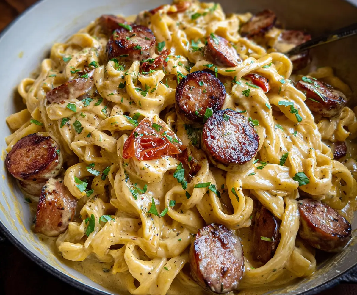 Cajun Smoked Sausage Alfredo Pasta Recipe