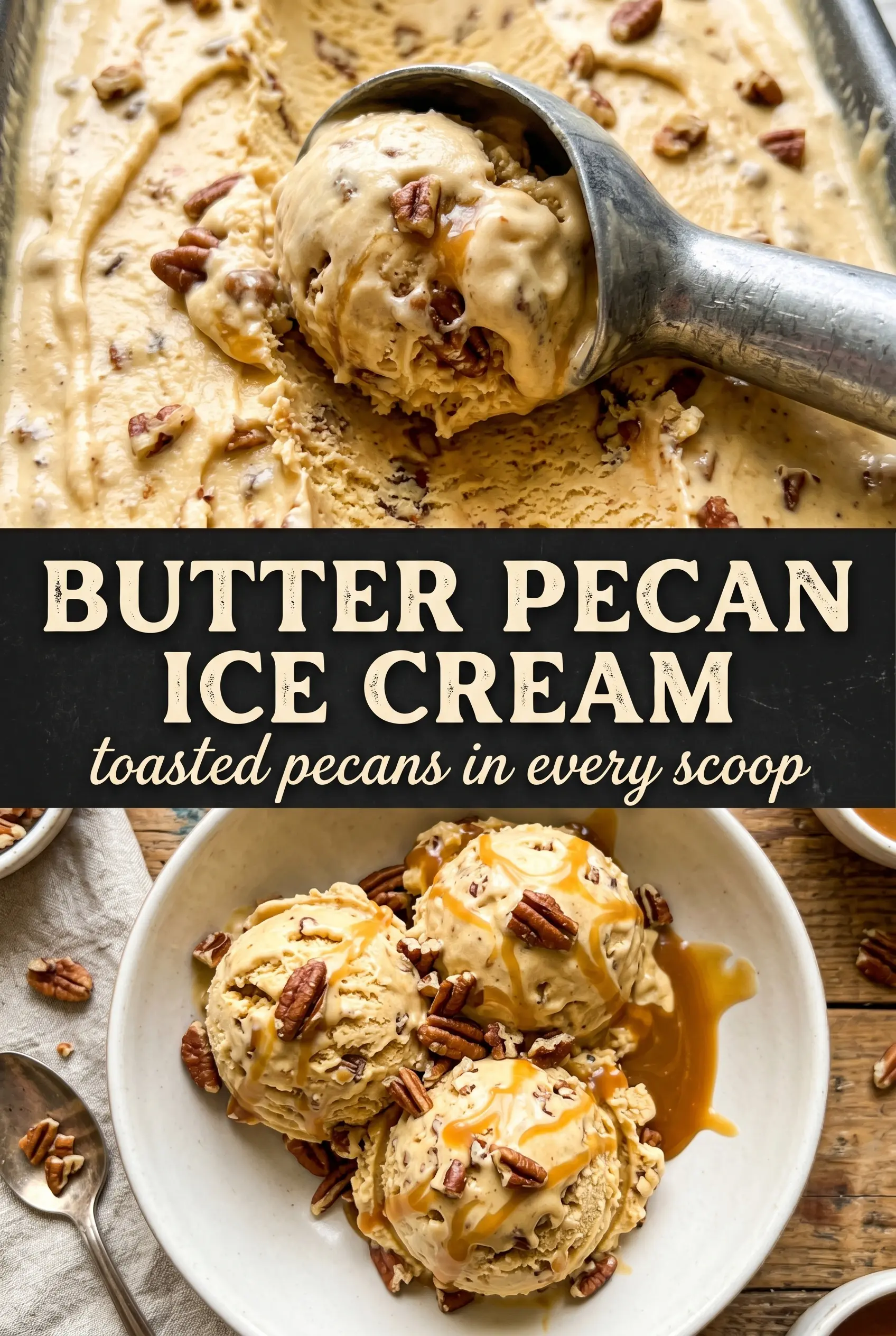 Butter Pecan Ice Cream (Custard + Toasted Pecans)