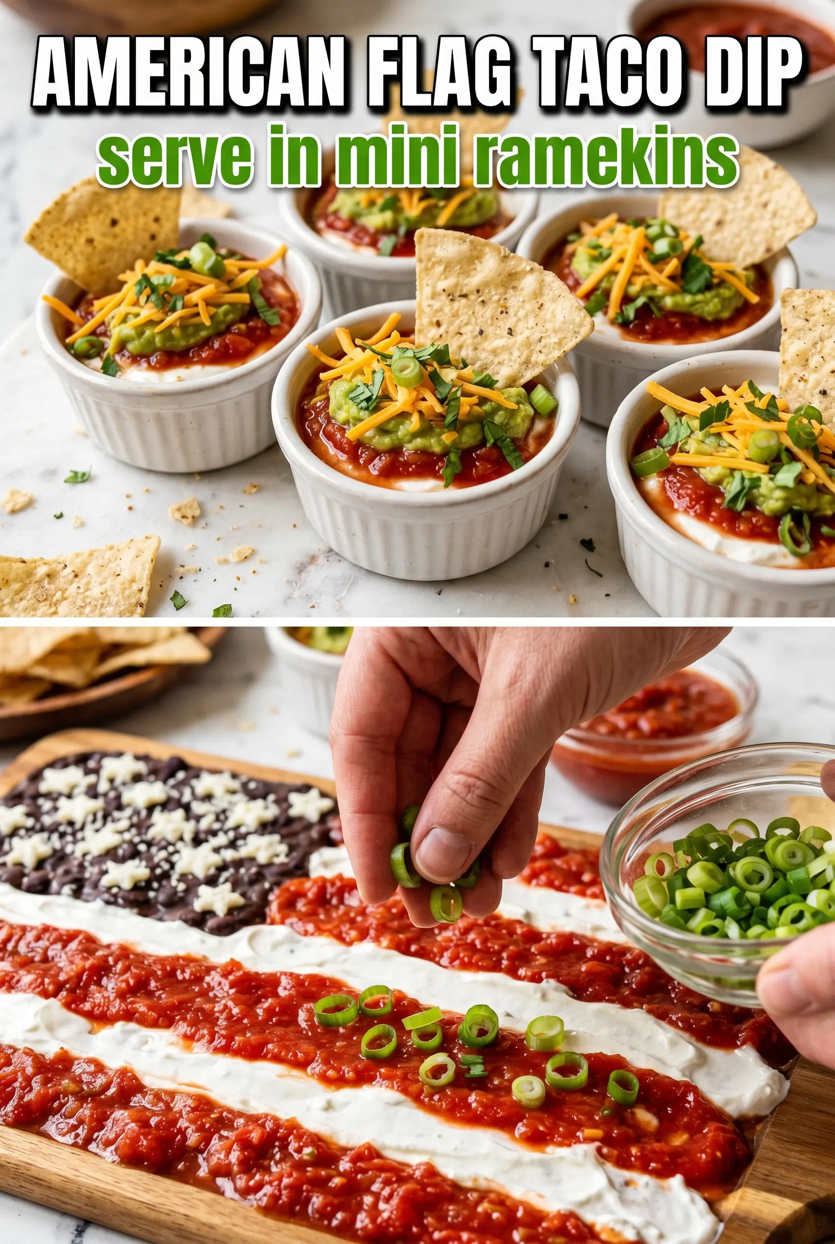 American Flag Taco Dip (Layered Patriotic Dip)