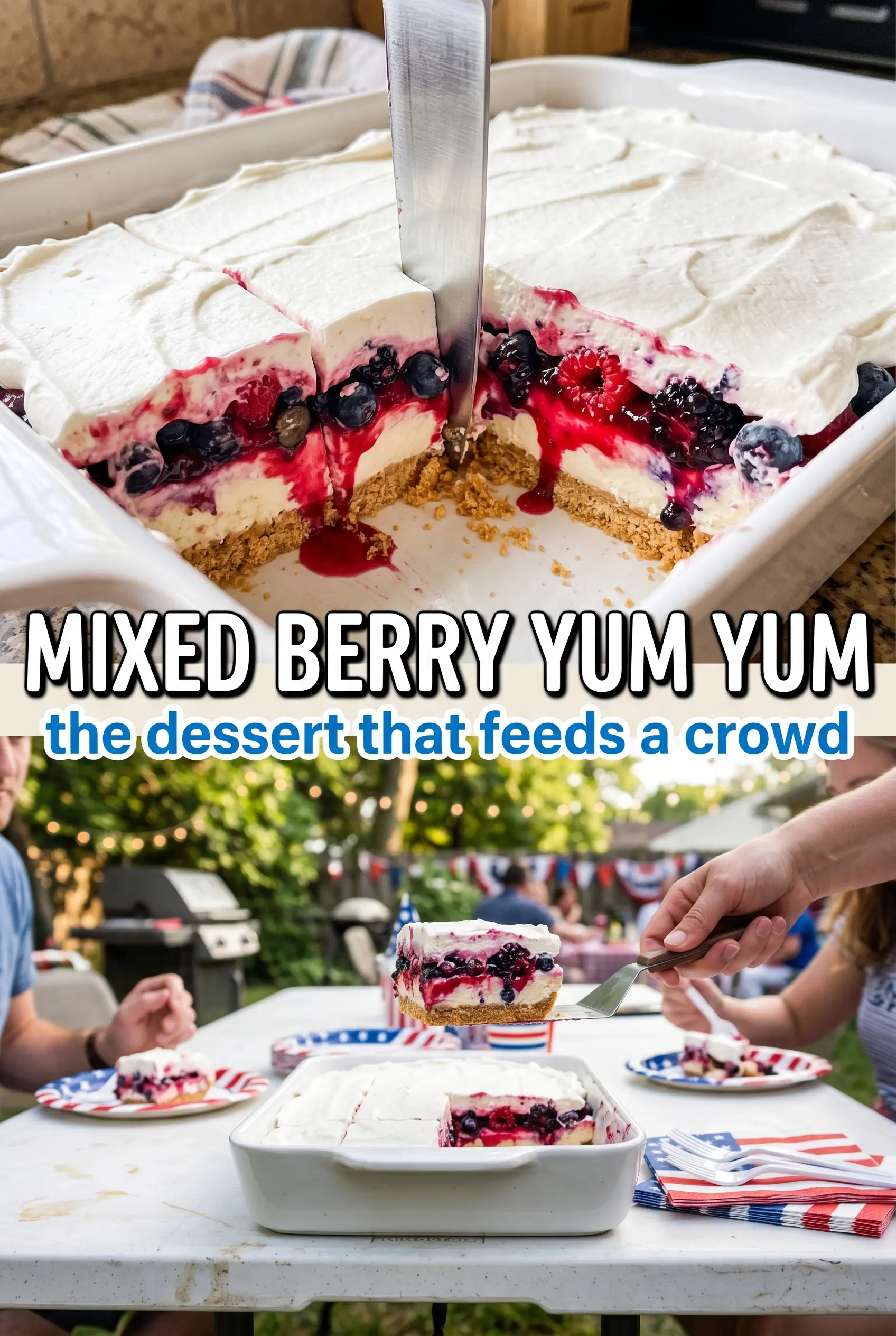 Red White Blue Mixed Berry Yum Yum (No-Bake)