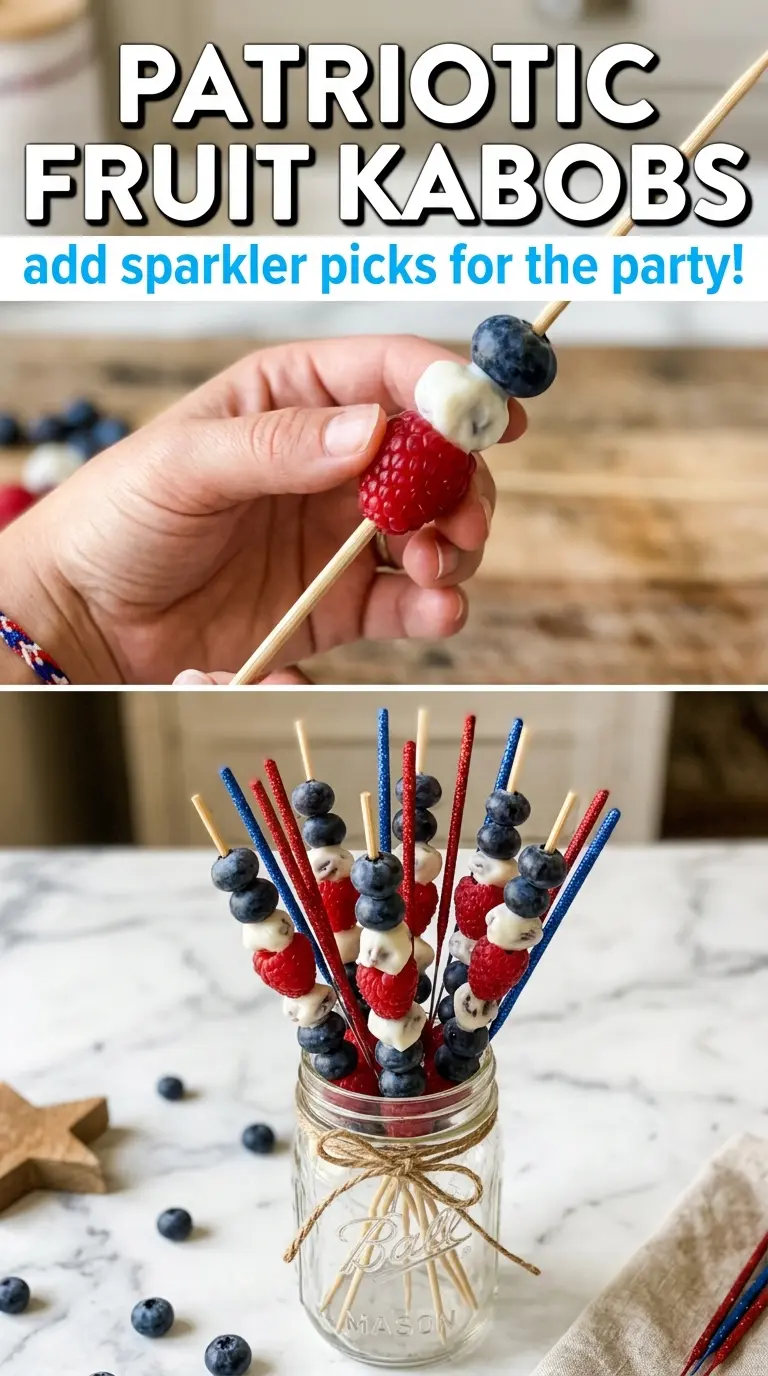 Red White Blue Fruit Kabobs (Easy Patriotic Skewers)