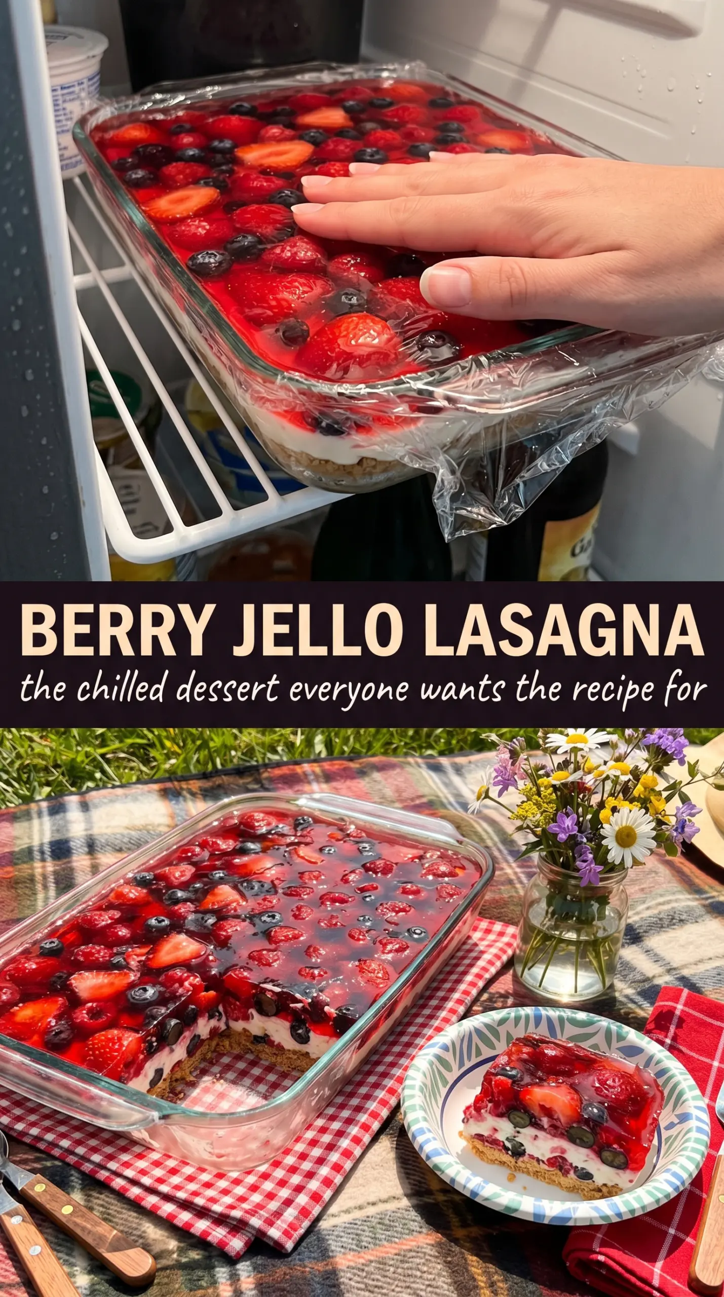 Summer Berry Jello Lasagna (No Bake)
